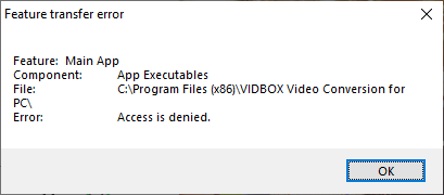 "Feature transfer error [...] Access is denied" message