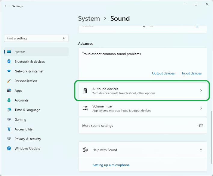How to enable an audio input (Windows 11)