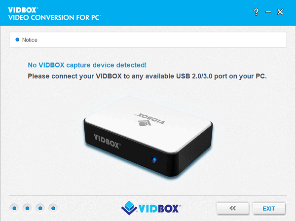 No VIDBOX capture device detected (Windows)